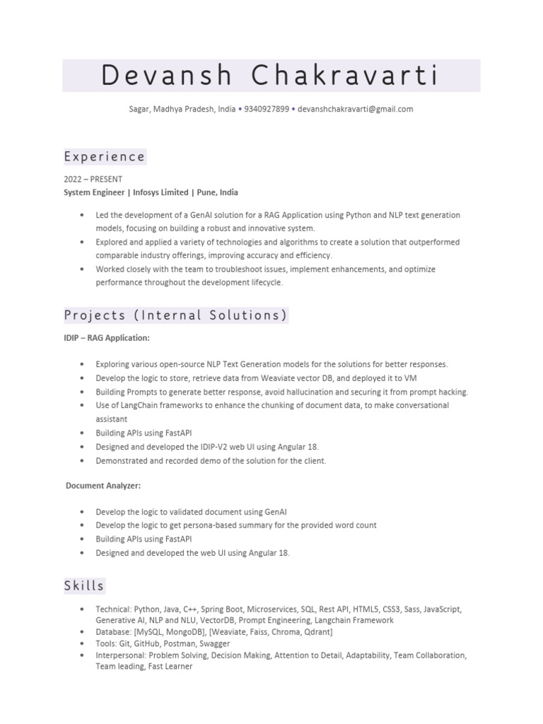 Devansh Chakravarti Resume | PDF | Computing | Artificial Intelligence