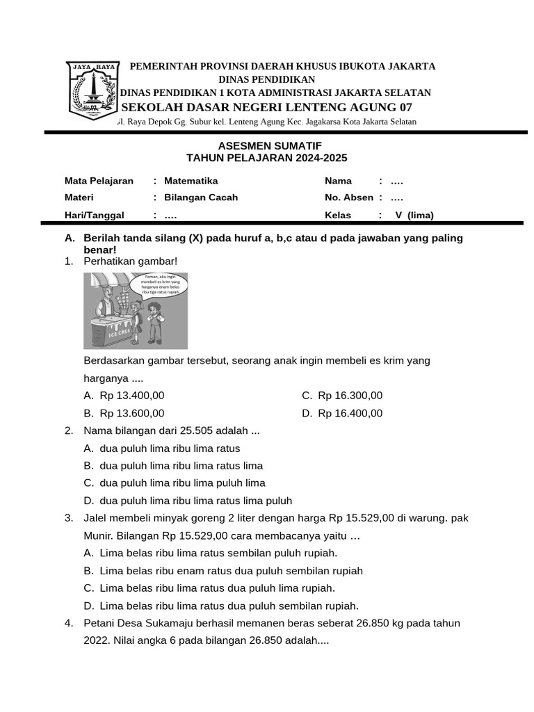 Asesmen MTK Bil Cacah | PDF