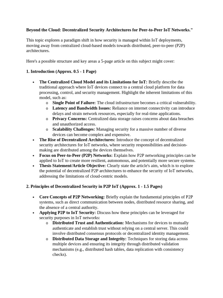 Beyond The Cloud Decentralized Security Architectures For Peer-To-Peer IoT Networks | PDF ...