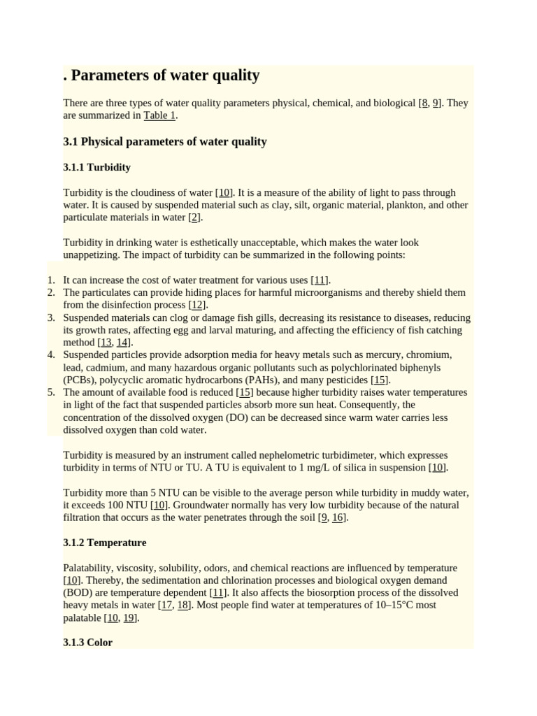 Parameters of Water Quality | PDF | Alkalinity | Ph