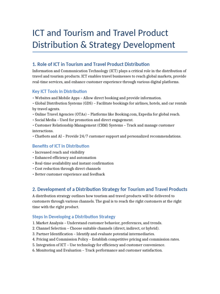 ICT and Distribution Strategy Notes Assessment | PDF | Educational ...