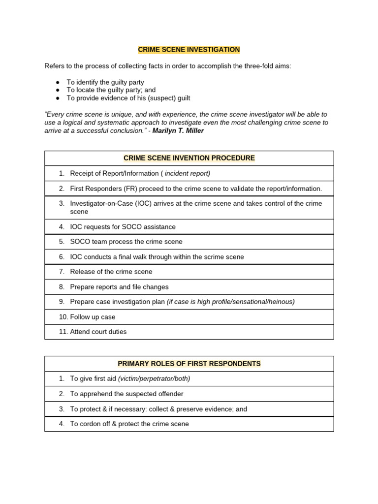 Crime Scene Investigation | PDF | Crime Scene | Crimes