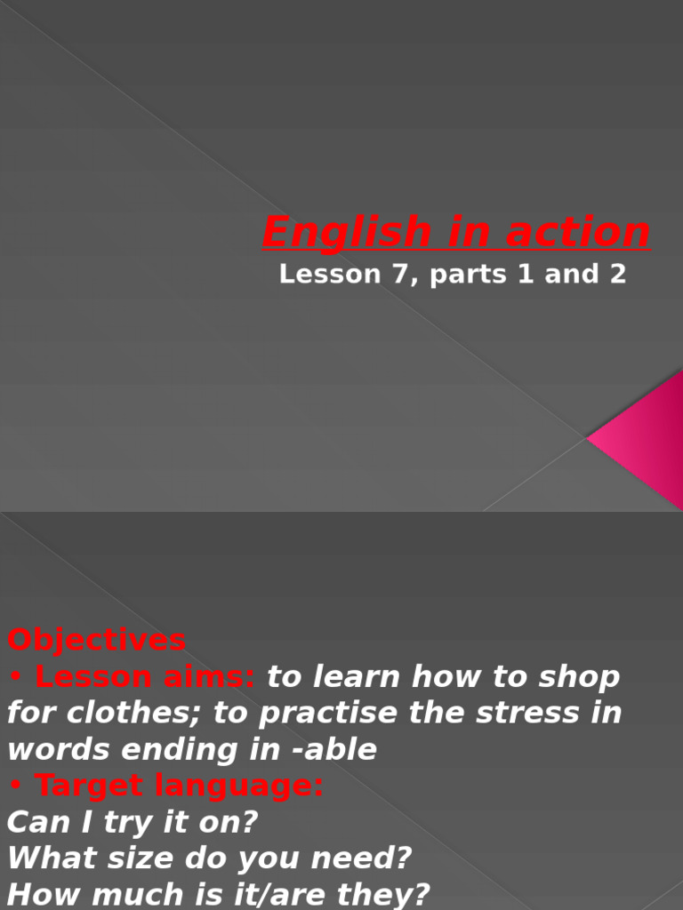 LESSON 7 PART 1 AND 2 Favourite Clothes | PDF