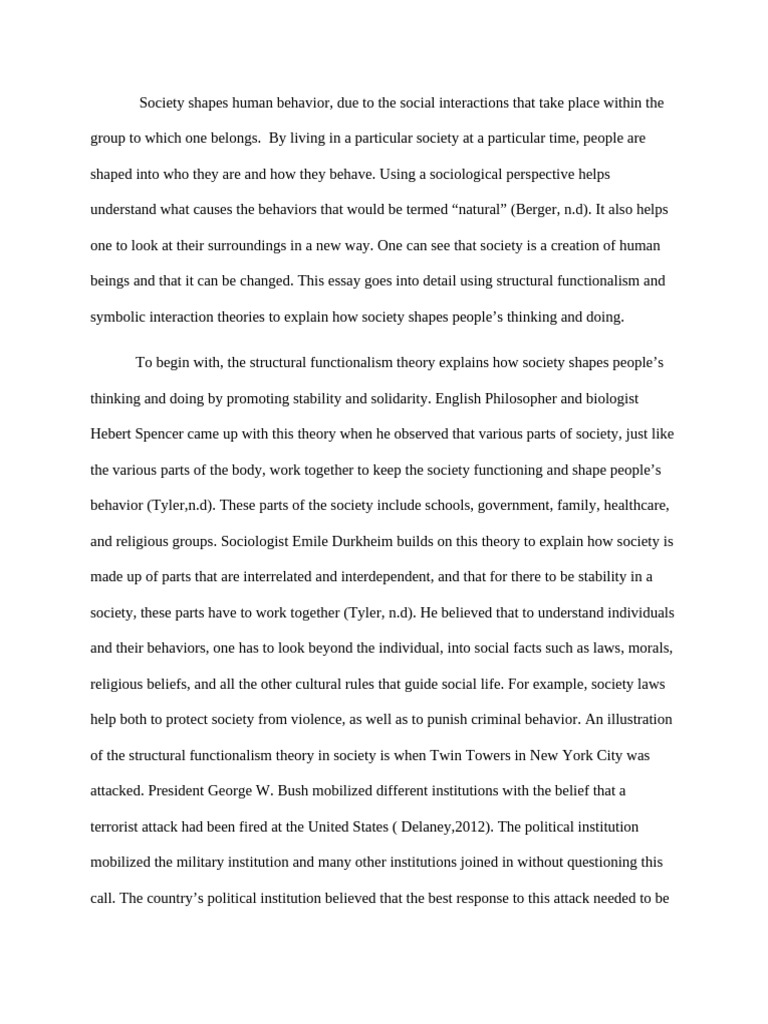 Society Shapes Human Behavior | PDF | Society | Sociology