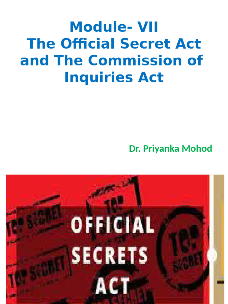 The Official Secreat Act and Commision of Inquiry Act | PDF ...