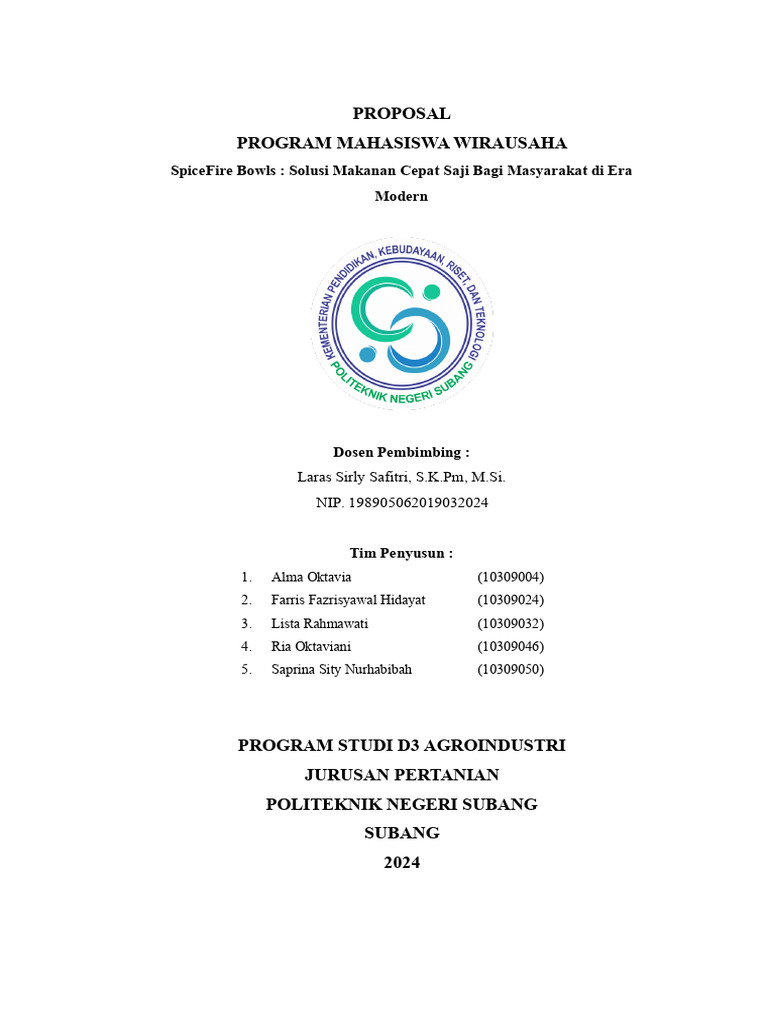 Proposal PMW SpiceFire Bowls FIX | PDF