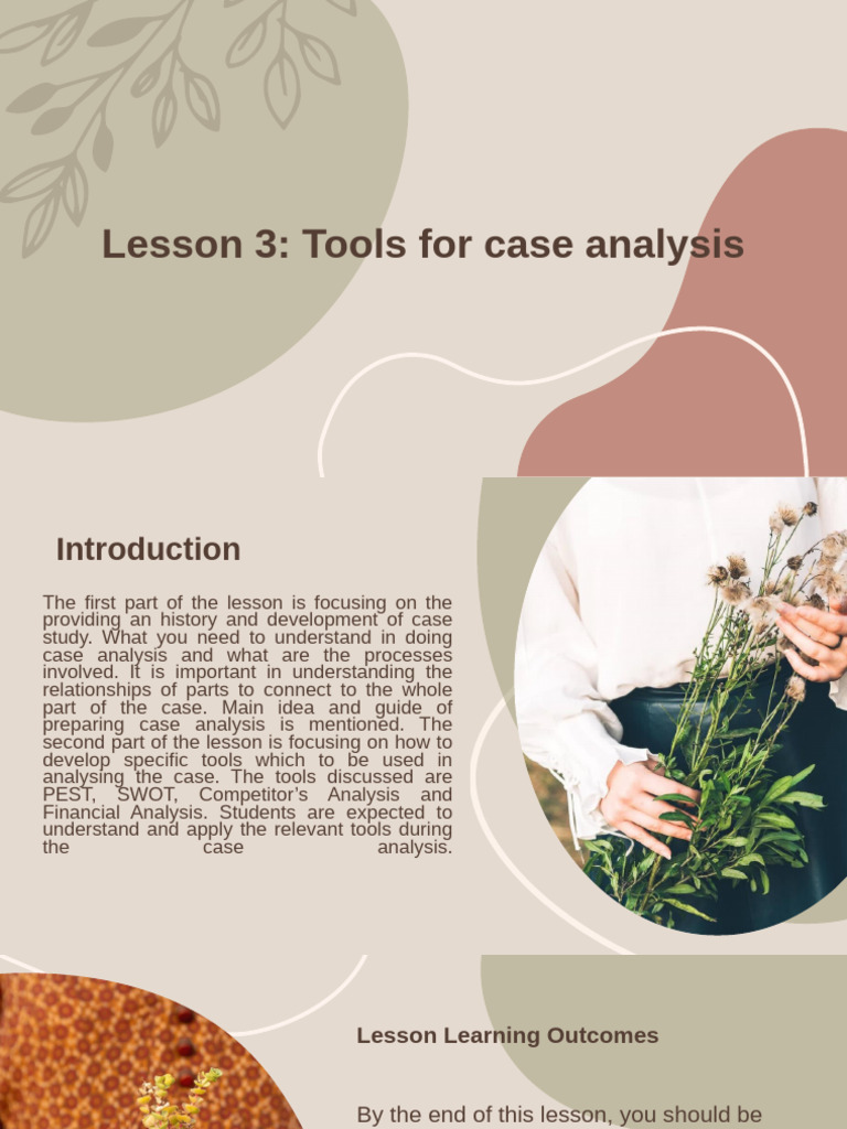 MMGT4241E Lesson 3 Tools For Case Analysis | PDF | Swot Analysis | Analysis