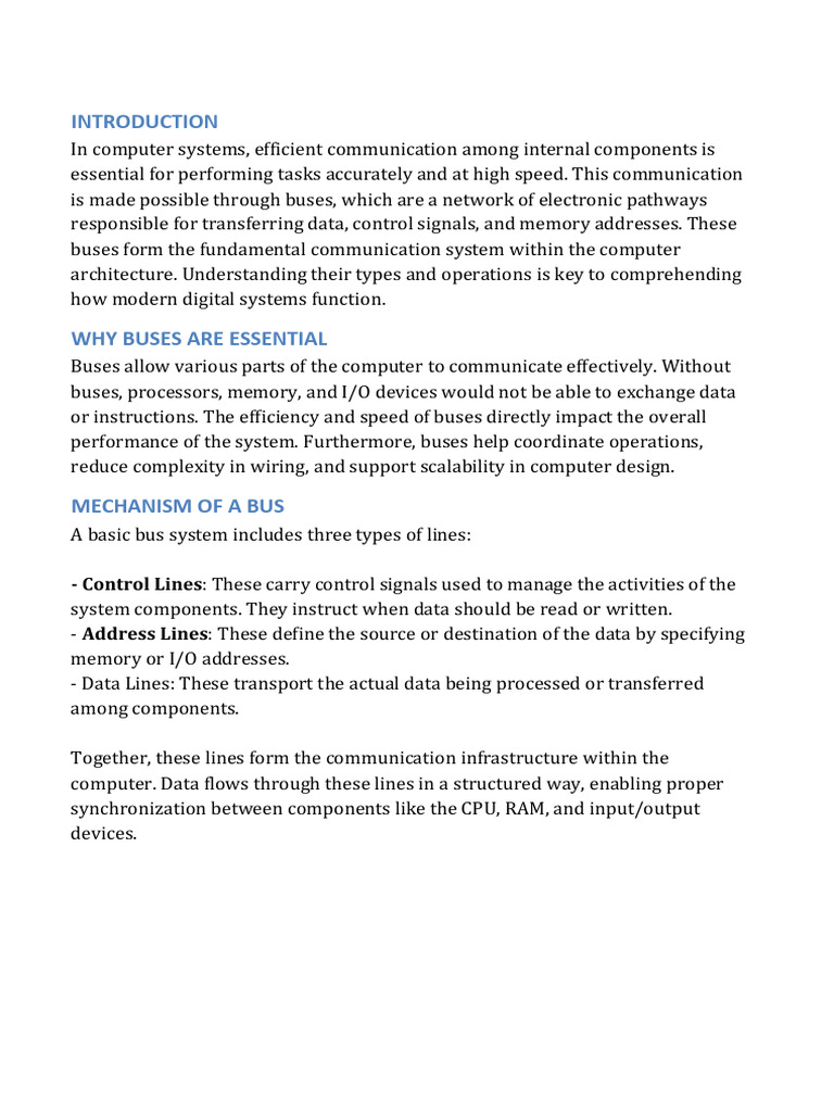 Buses_in_Computer_Organization_Report | PDF | Input/Output | Central Processing Unit