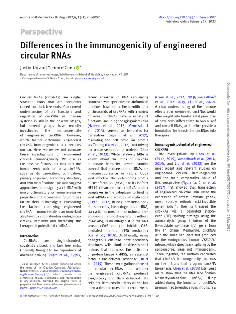 Differences in The Immunogenicity | PDF | Rna Splicing | Intron