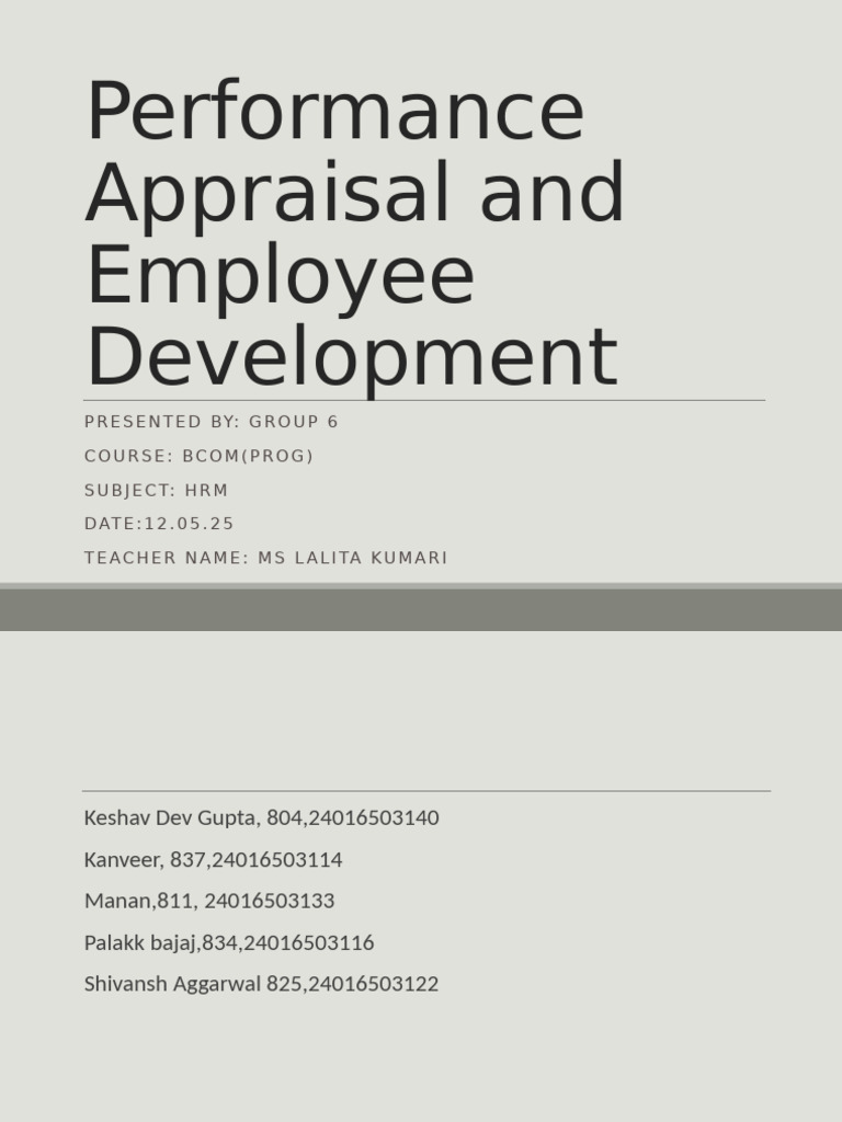 Performance Appraisal and Employee Development | PDF | Performance Appraisal | Business