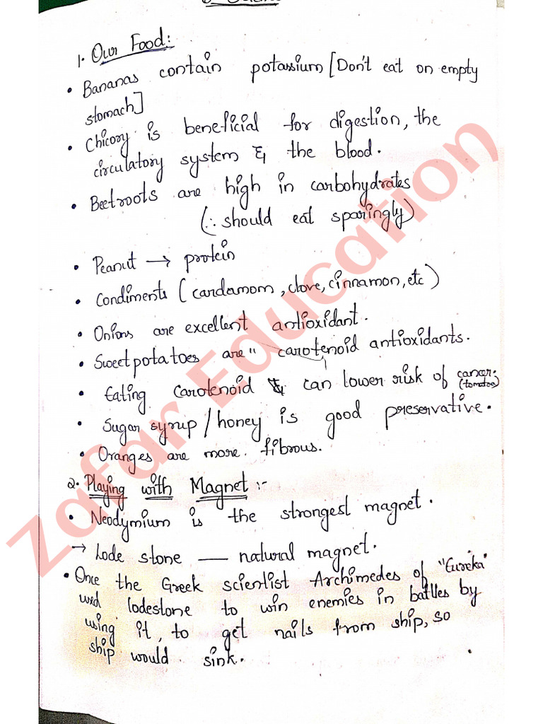 6th Class Sci and Soc Noteszafar Education | PDF