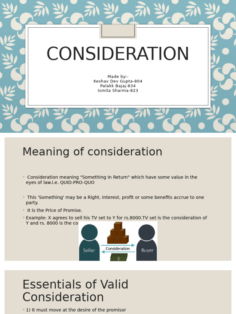 consideration, Business law | PDF | Consideration | Business