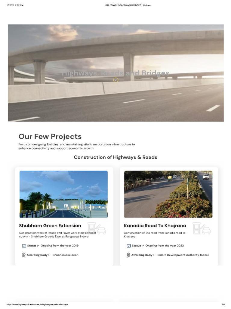 Projects - Highway Infrastructure LTD | PDF