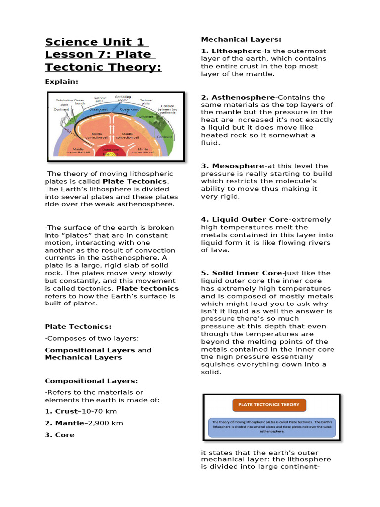 Science Unit 1 Lesson 7 8 | PDF | Plate Tectonics | Earth