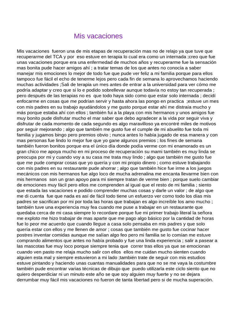 Mis Vacaciones | PDF