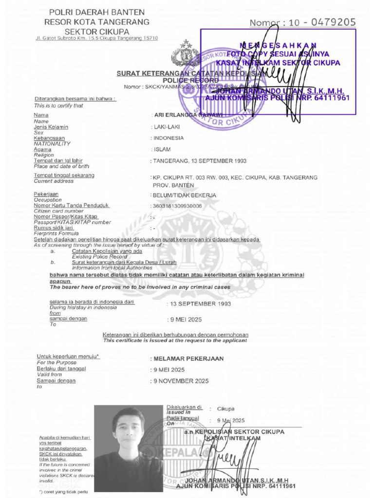 Legalisir SKCK ARI | PDF