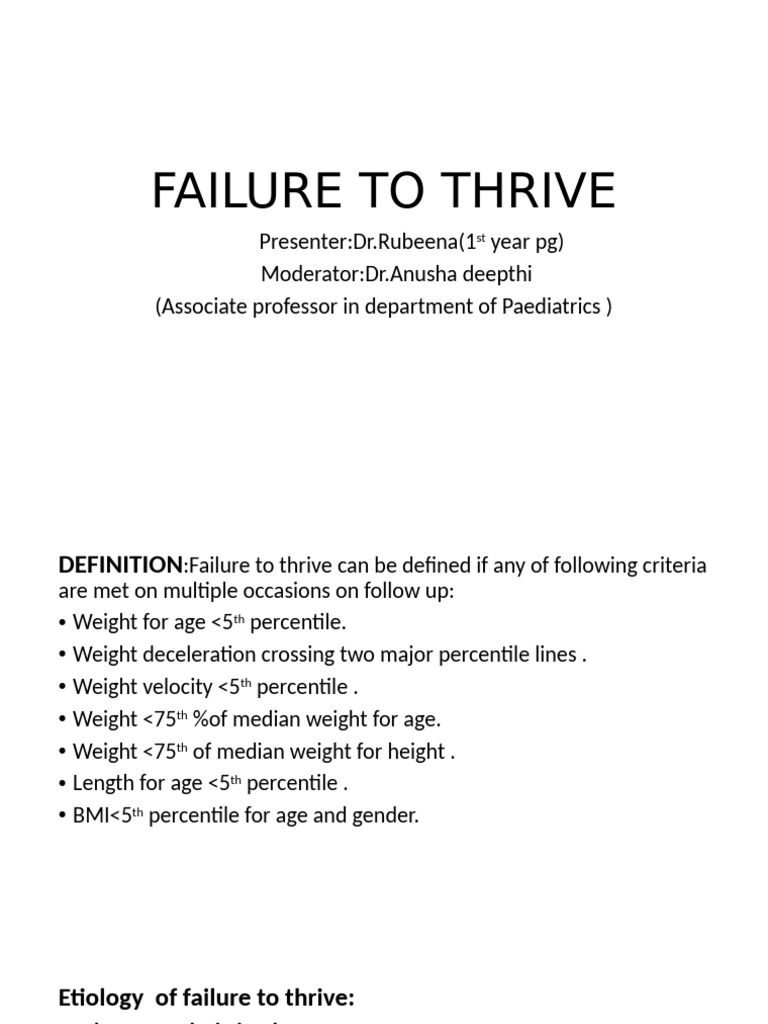 Understanding Failure to Thrive in Children | PDF | Medical Specialties ...