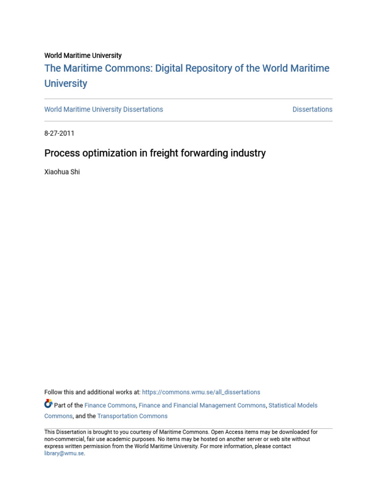 Process Optimization in Freight Forwarding Industry | PDF | Logistics | Cargo