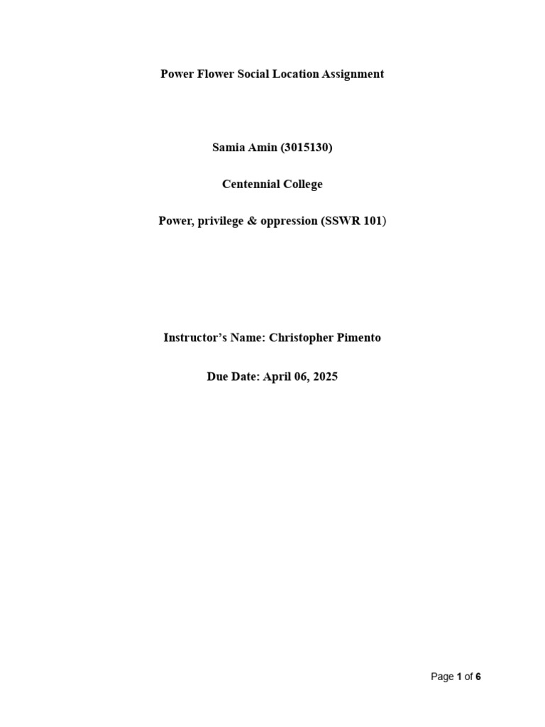 Assignment On Power Flower With Diagram | PDF | Intersectionality | Gender