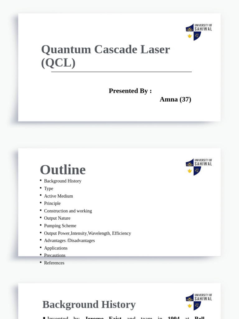 Quantum Cascade Laser Amna | PDF | Laser | Light