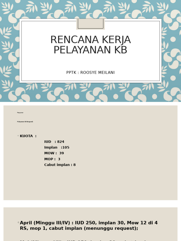 Rencana Kerja Pelayanan KB | PDF