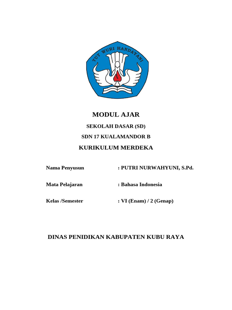 Modul Ajar Bahasa Indonesia Materi Formulir Kelas 6 | PDF
