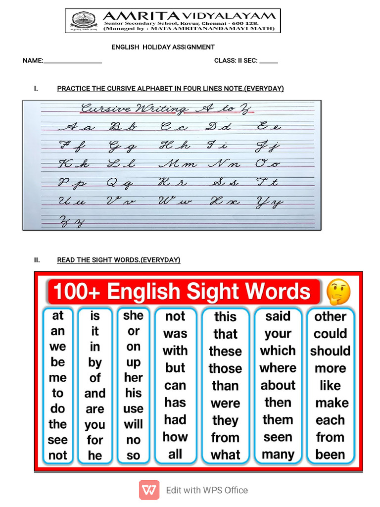 English Holiday Assignment | PDF