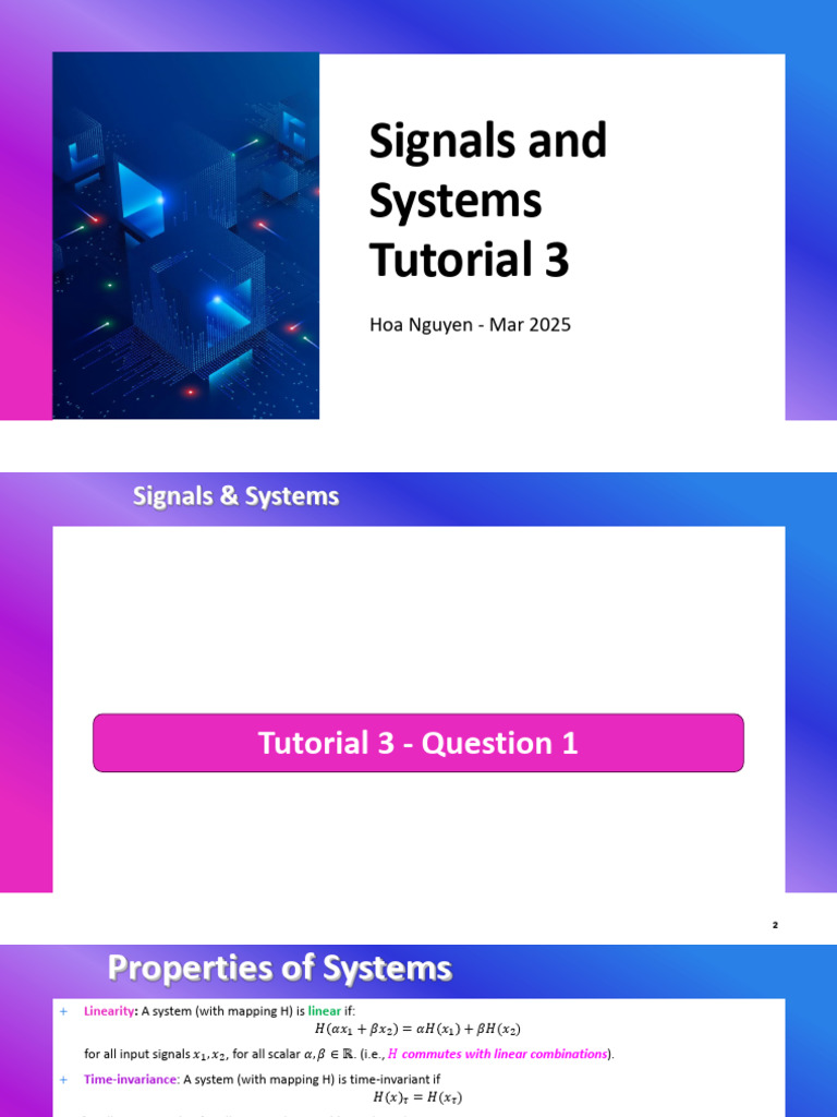 Signals and Systems Tutorial 3 Guide | PDF | Applied Mathematics | Computer Engineering