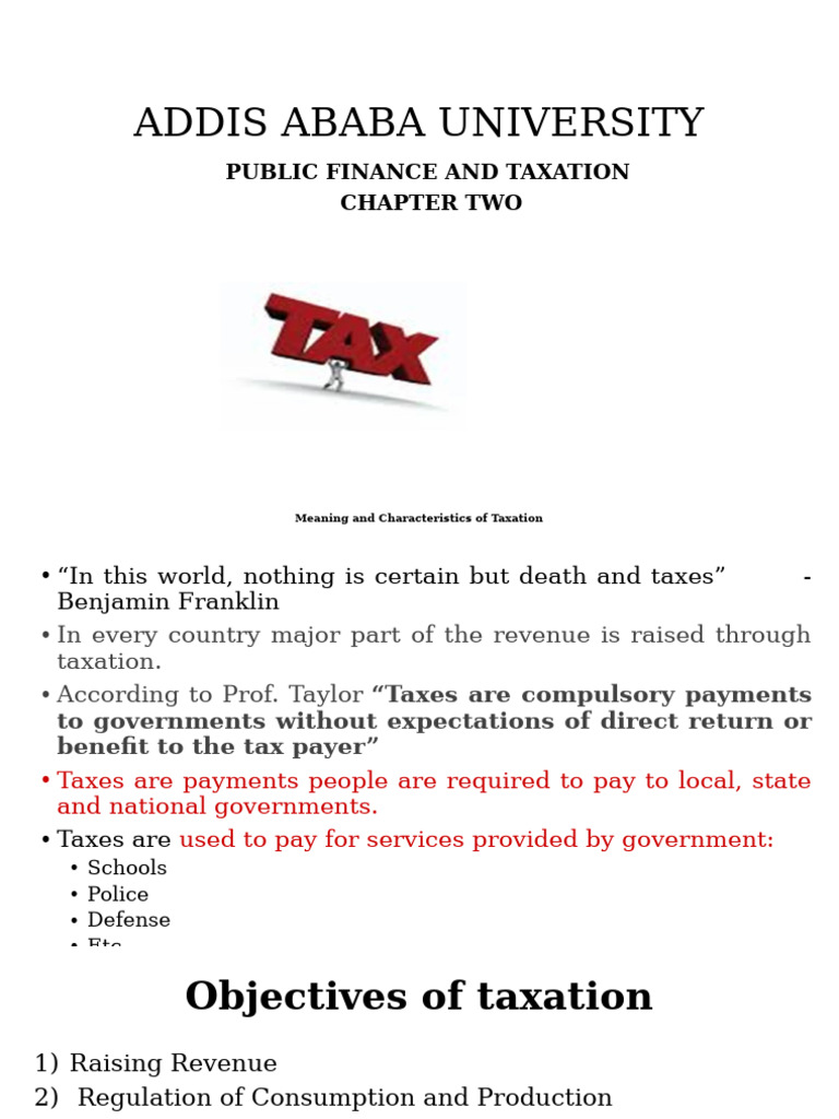 PFT Chapter 2, Slide Meaning and Characteristics of Taxation | PDF ...