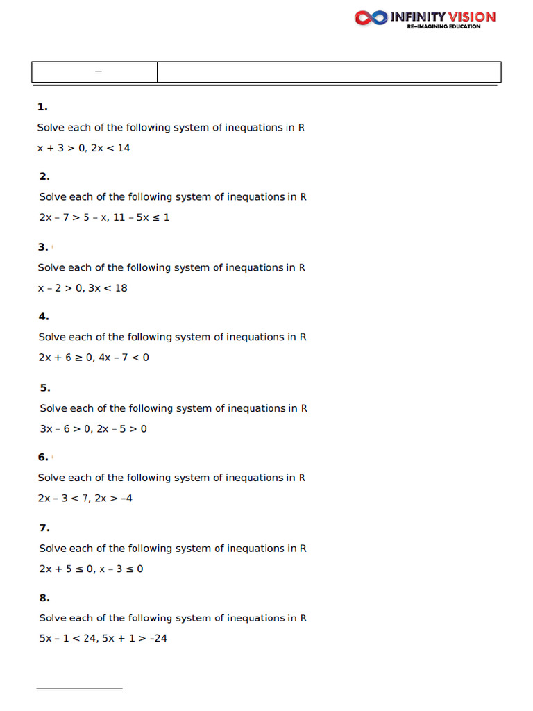 Class 11 Linear Inequalities Practice | PDF