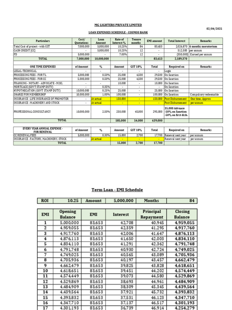 MGPL - Loan and Subsidy Costings - Cosmos Bank | PDF | Interest | Business