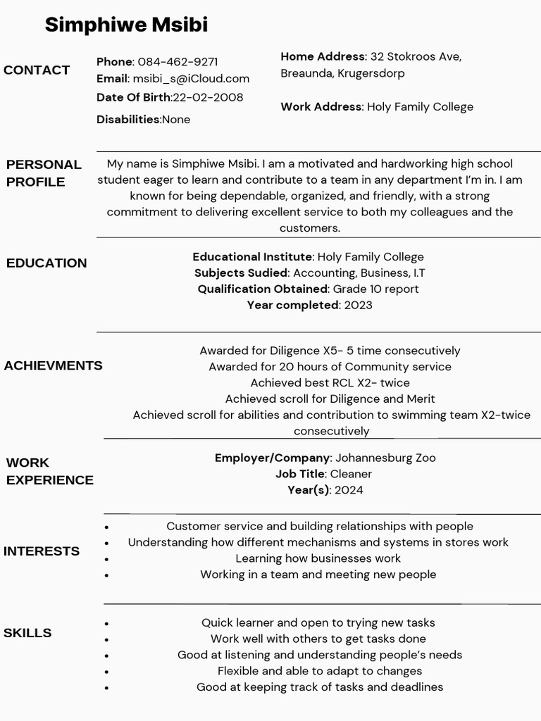 Simphiwe Msibi CV (2) (2) | PDF