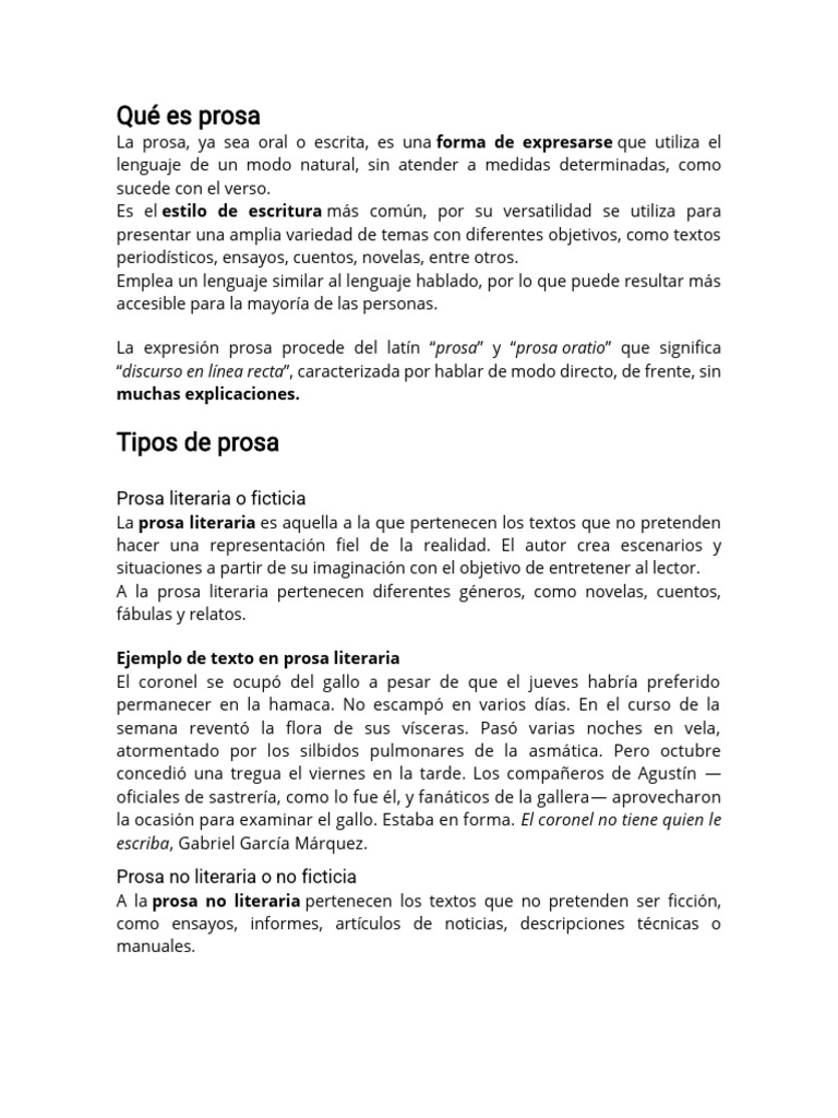 Introducción a la prosa y sus tipos | PDF | Prosa | Poesía