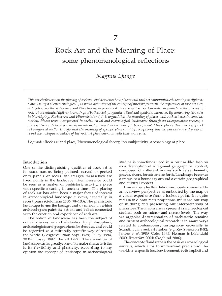 Rock Art and The Meaning of Place Some P | PDF | Phenomenology ...