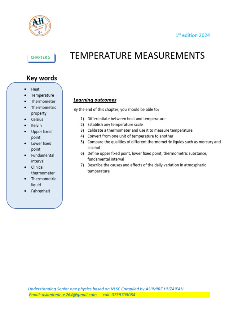 Temperature Measurement Notes - 090437 | PDF | Temperature | Thermometer