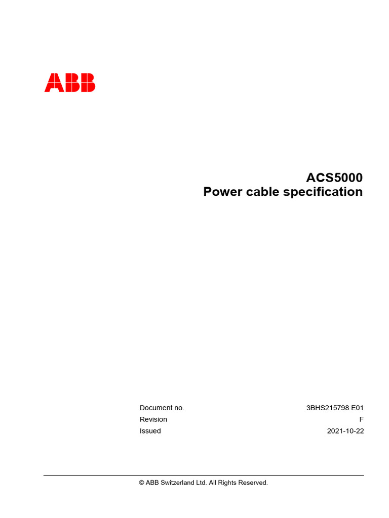 3BHS215798 - E01 - RevF - ACS5000 Power Cable Specification | PDF ...