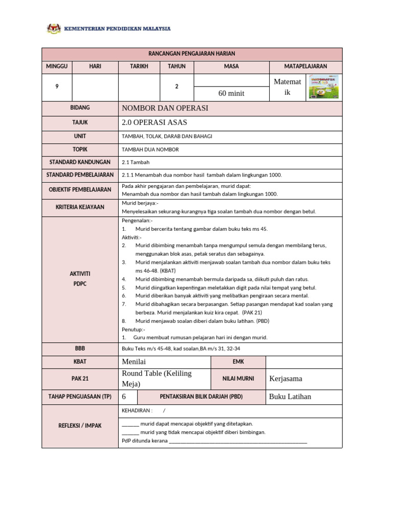 RPH MT THN 2 v2 Tajuk 2 | PDF