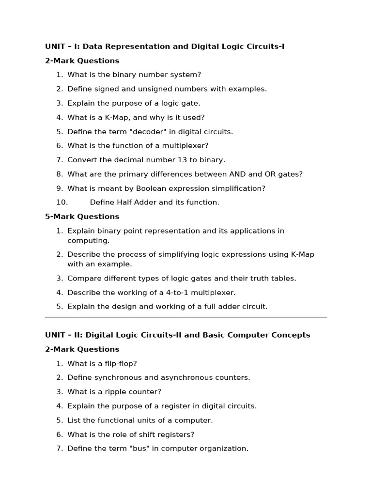DLCO All Units Revision Questions | PDF | Computer Data Storage | Logic Gate