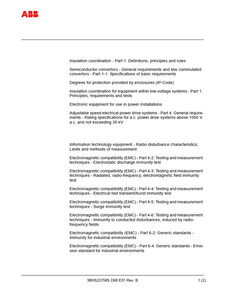ACS 5000 CodesStandards 3BHS227589 E01 RevB | PDF | Electromagnetic ...