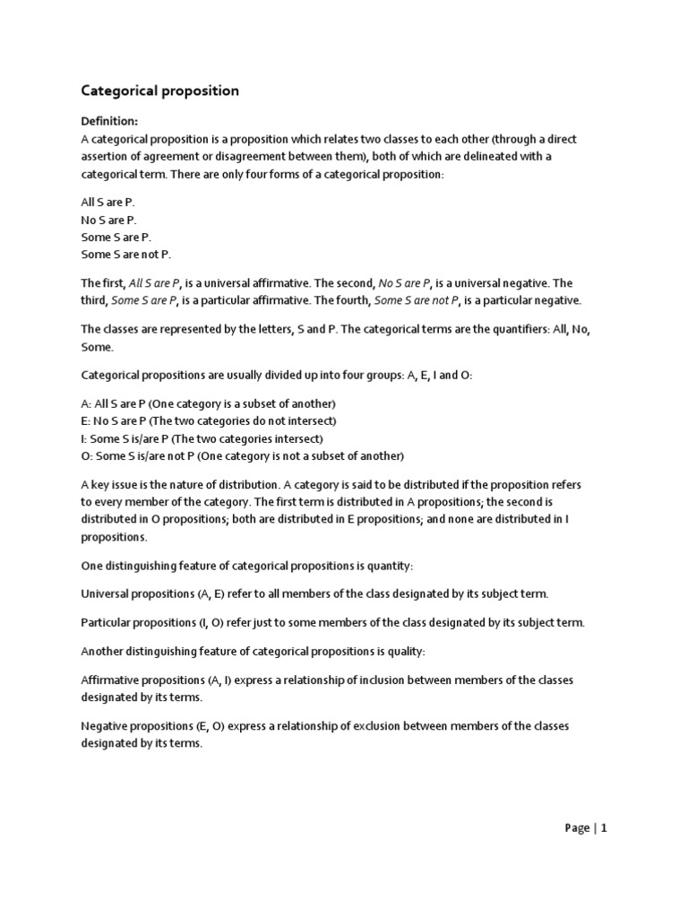 Categorical Proposition | PDF | Argument | Validity