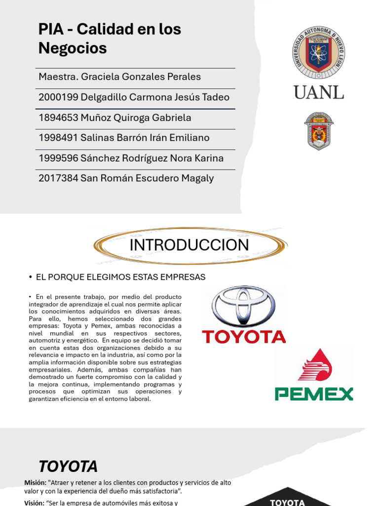 PP PIA Est | PDF | Calidad (comercial) | Lean Manufacturing