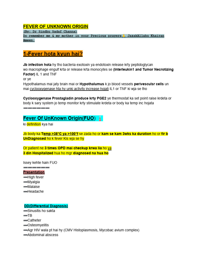 Understanding Fever of Unknown Origin | PDF | Fever | Clinical Medicine