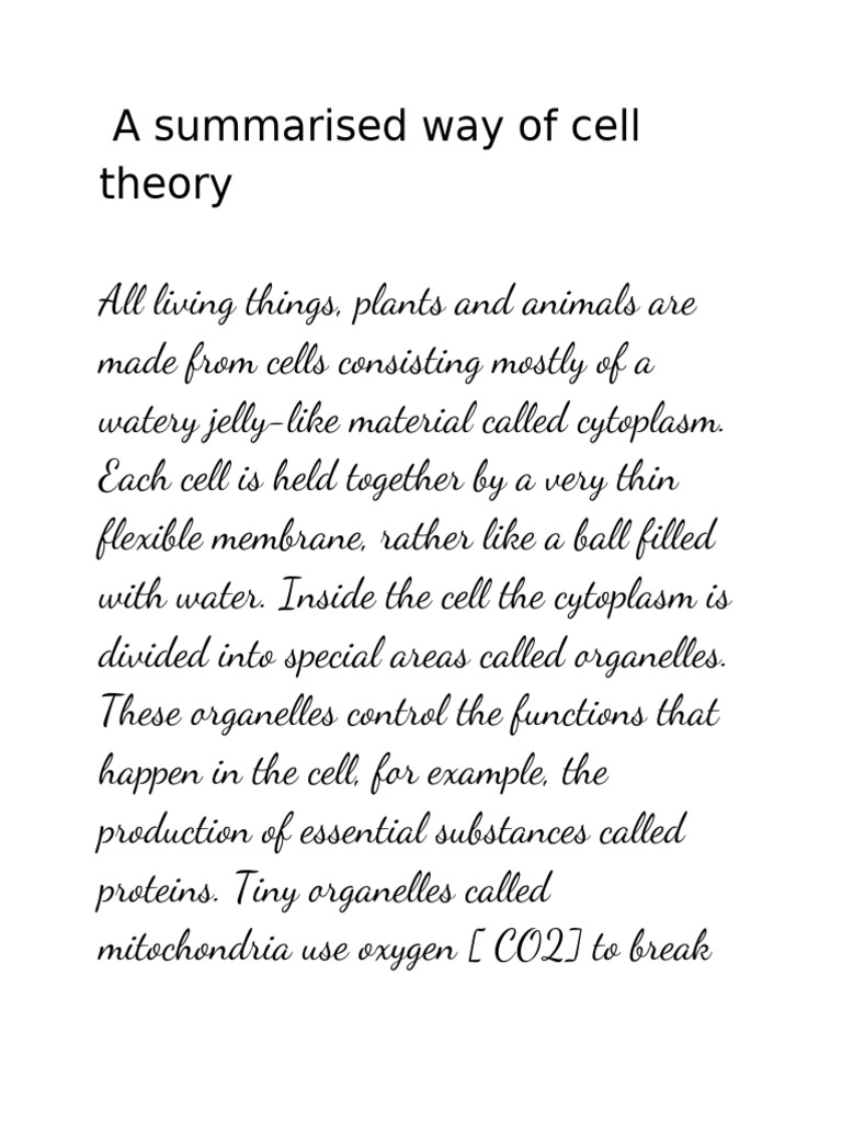 A Summarised Way of Cell Theory | PDF