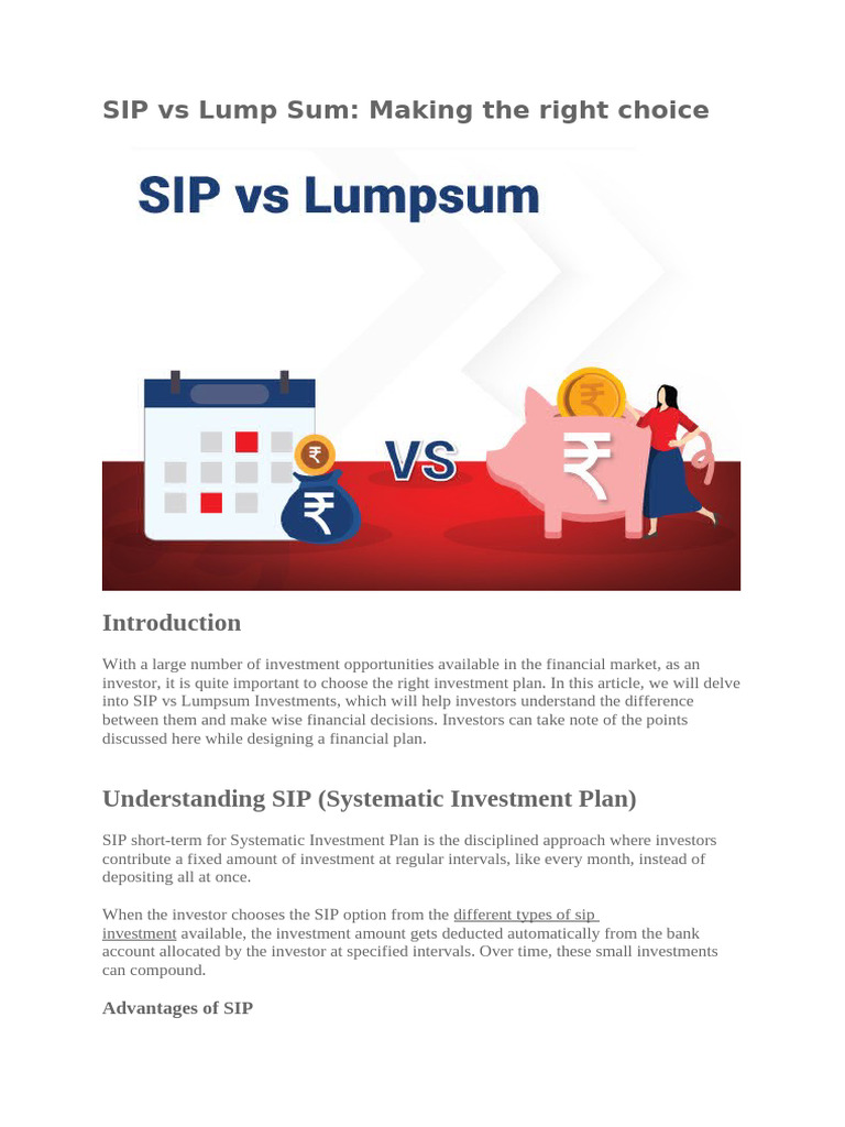 SIP Vs Lump Sum Making The Right Choice | PDF | Investing | Present Value