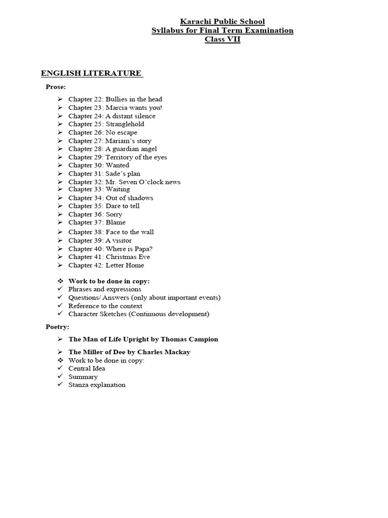Class VII Final Exam Syllabus 2023 | PDF | Linguistics | Grammar
