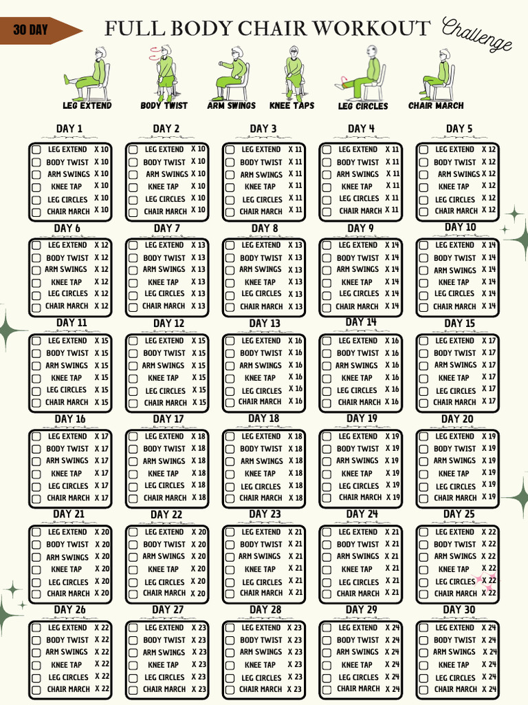 30-Day Full Body Chair Workout Plan | PDF | Chair | Foot
