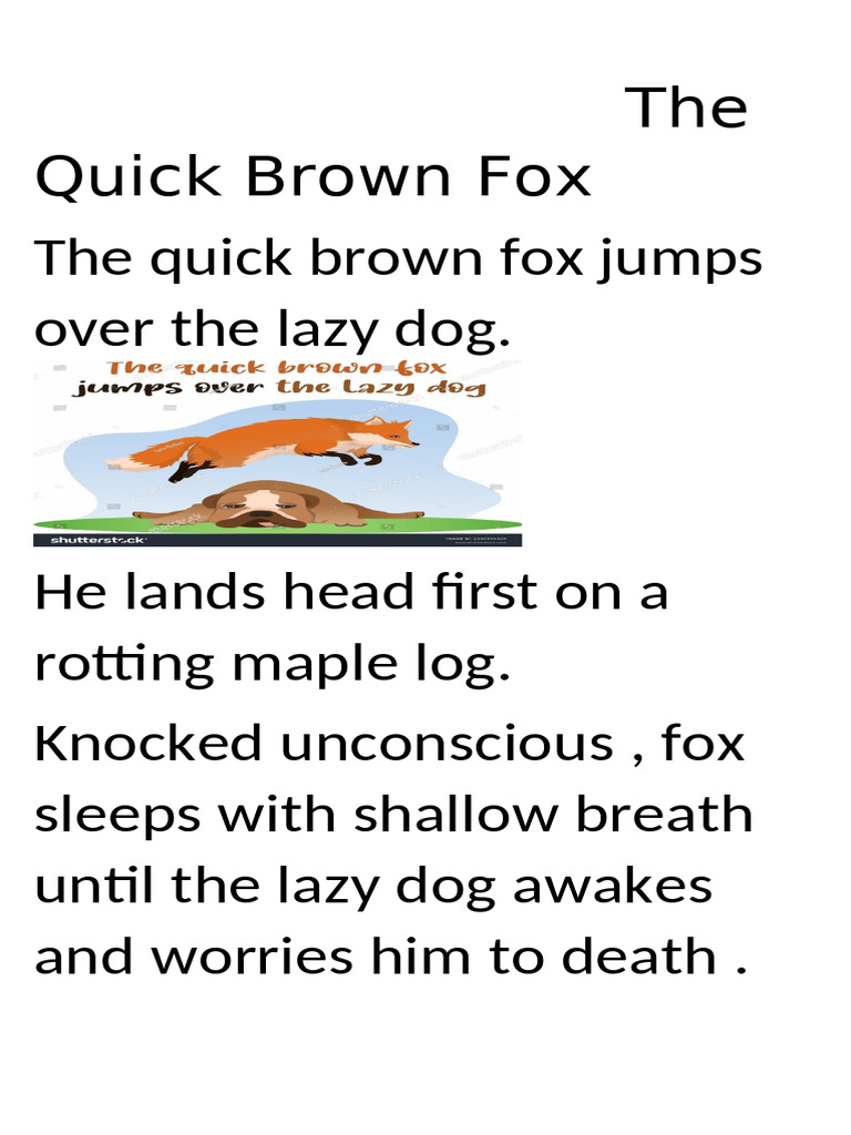 Quick Brown Fox Poem Analysis | PDF