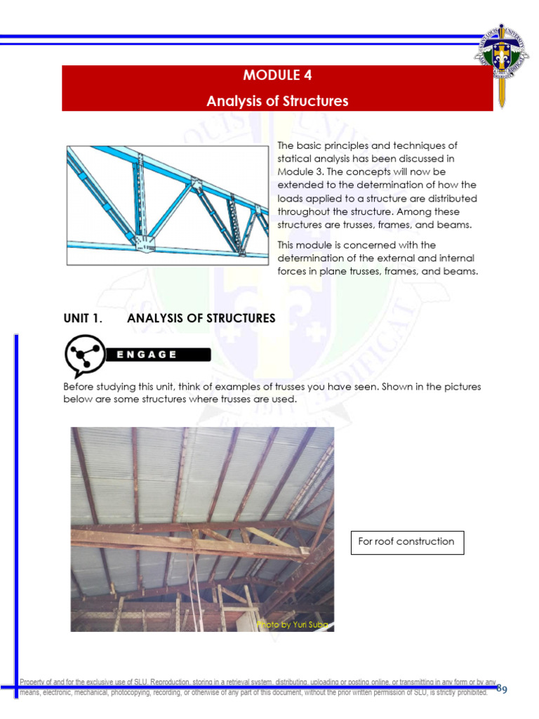 ArchE 1 Module 4 Analysis of Structures | PDF | Truss | Tension (Physics)