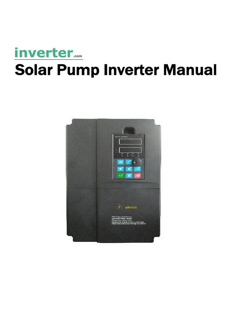Solar Pump Inverter Manual | PDF | Power Inverter | Power Supply