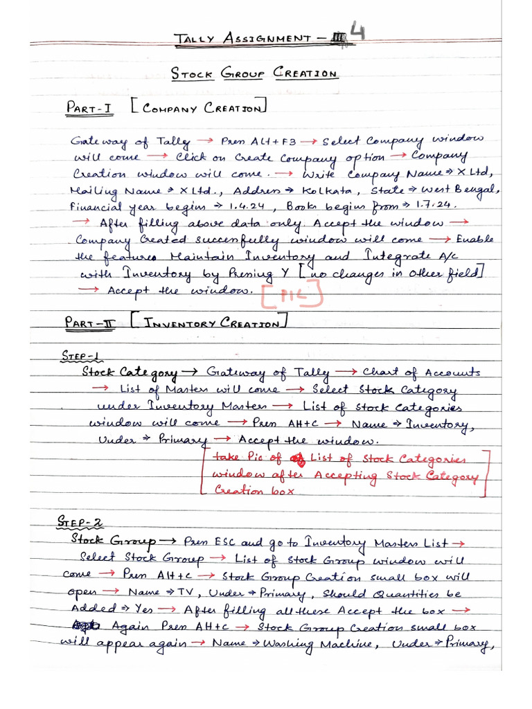 Steps of Tally Assignment - 4-1 | PDF